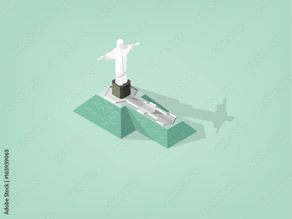 illustration isometric vector of statue of christ the redeemer rio de ...