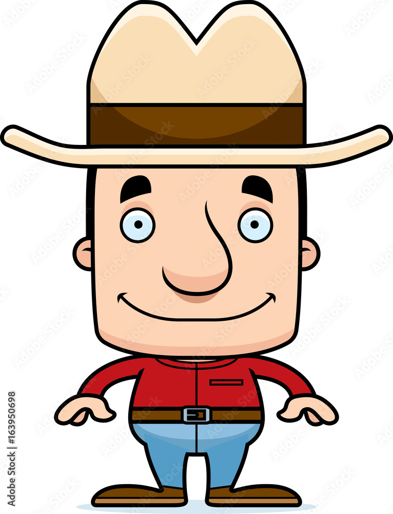 Cartoon Smiling Cowboy Man Stock Vector | Adobe Stock