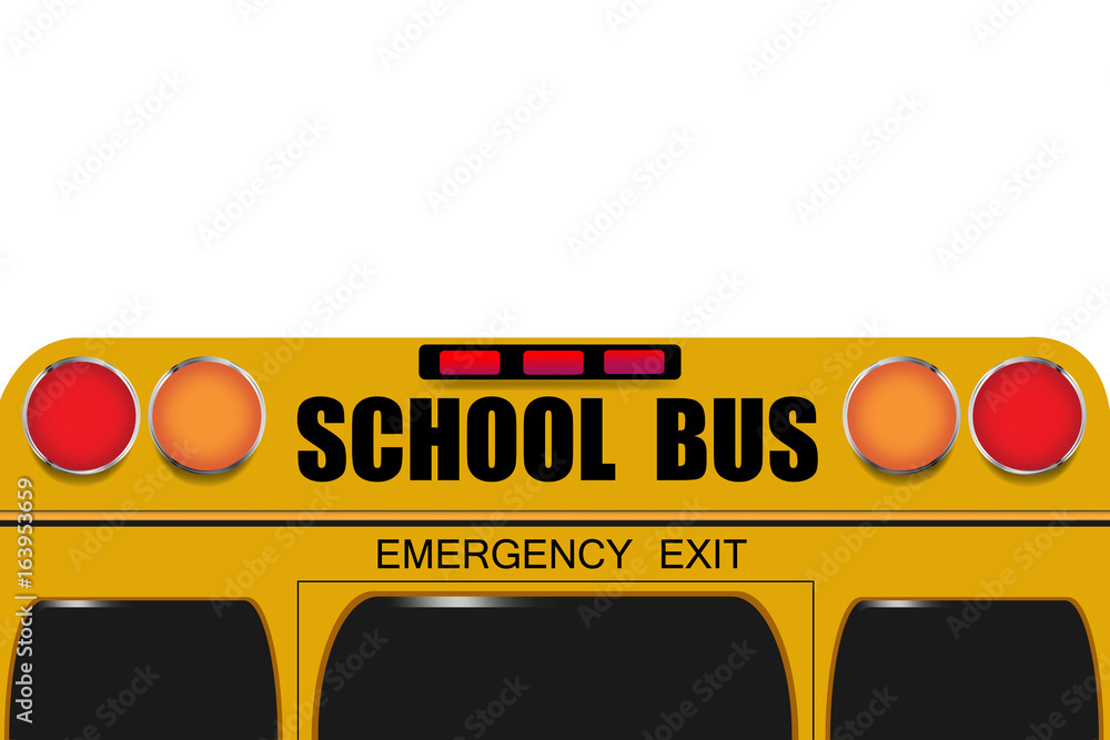 Back of school bus isolated on the white background. Free place for ...