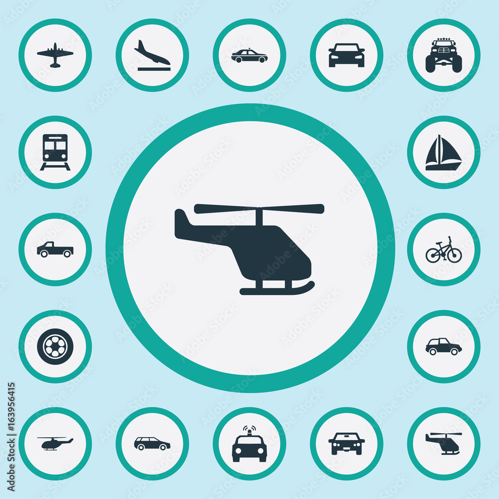 Vector Illustration Set Of Simple Transport Icons. Elements Chopper ...