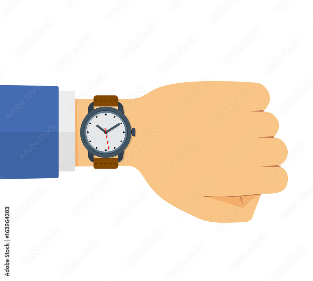 Vector Flat Style Illustration of Watch on the Hand Stock Vector ...