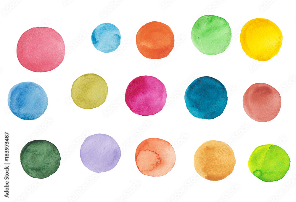 Watercolor hand painted circle shape design elements high resolution ...