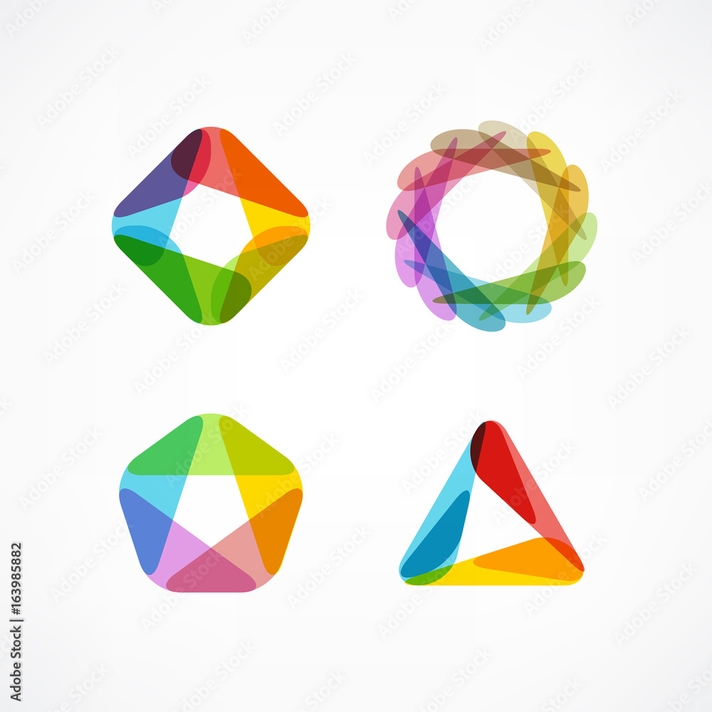 Set of minimal geometric multicolor symbols and shapes. Trendy icons ...