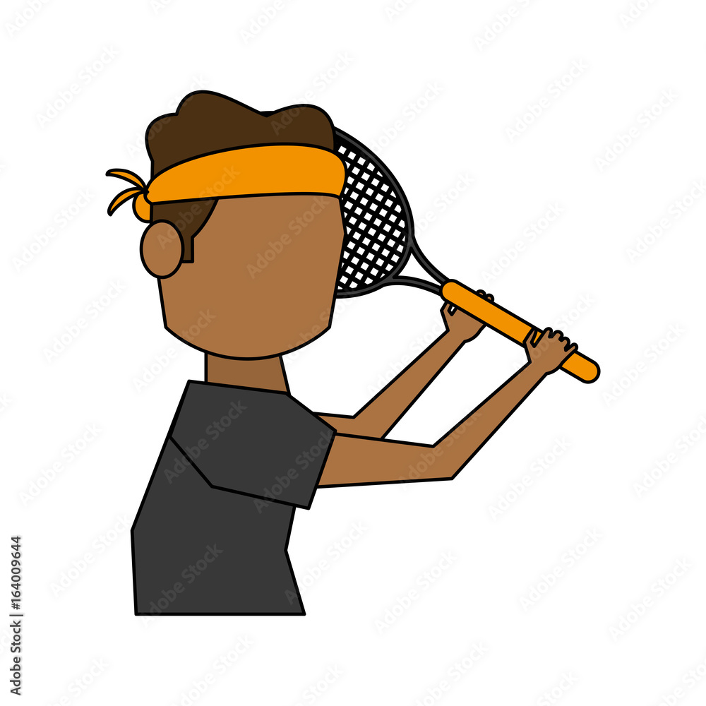 Vettoriale Stock male tennis player athlete sport avatar icon image ...