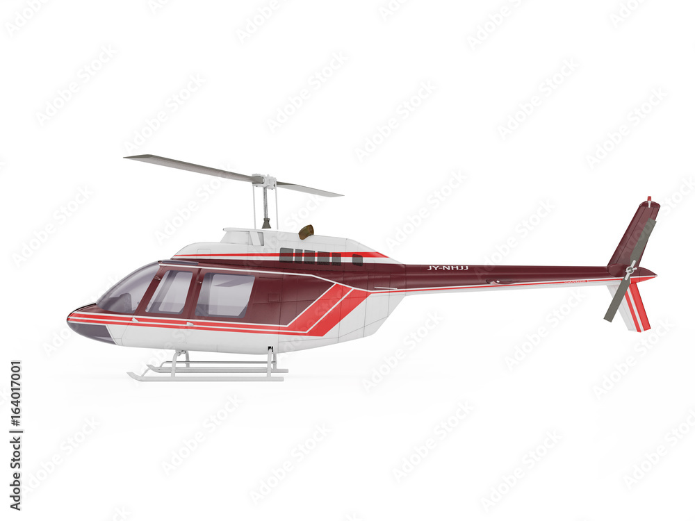 Helicopter isolated on the white background. 3D rendering, front view ...
