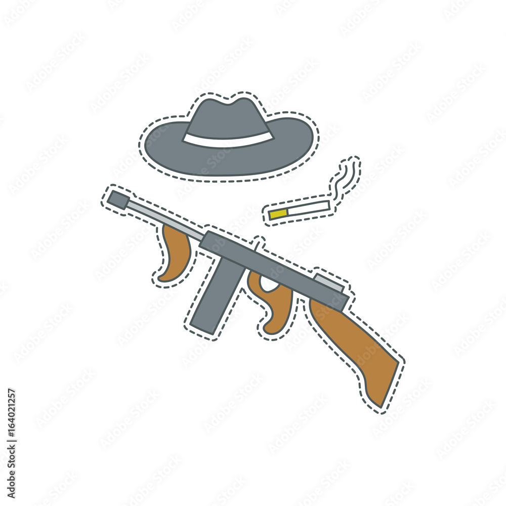 Hand drawn patch badge with Italy symbol - mafia icons. Sticker, pin ...