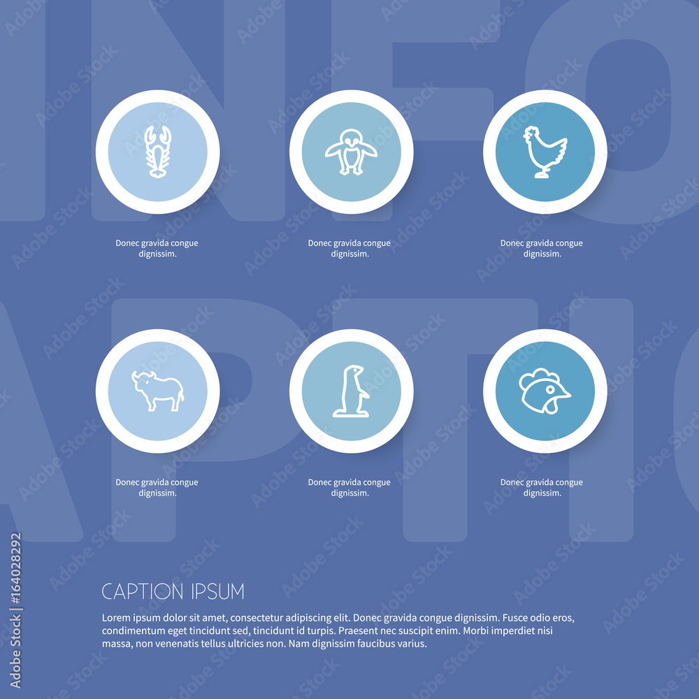 Set Of 6 Editable Animal Icons. Includes Symbols Such As Cockerel ...
