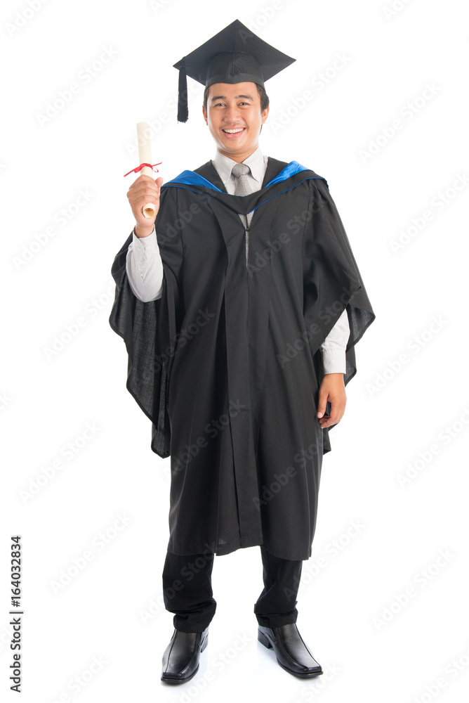 Full length university student graduation portrait Stock Photo | Adobe ...