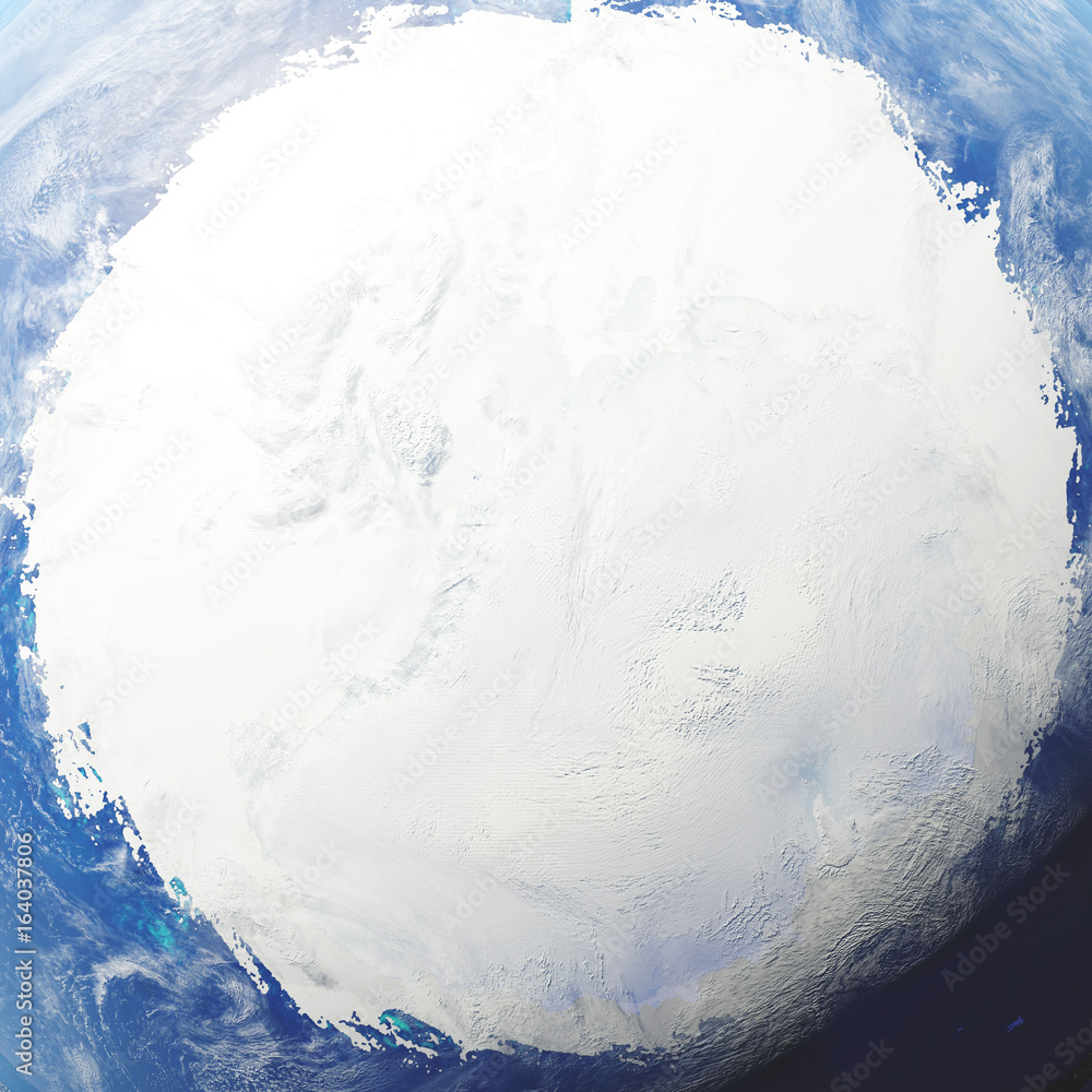 3D rendering Earth close-up view, top view. Near Space. Planet earth ...