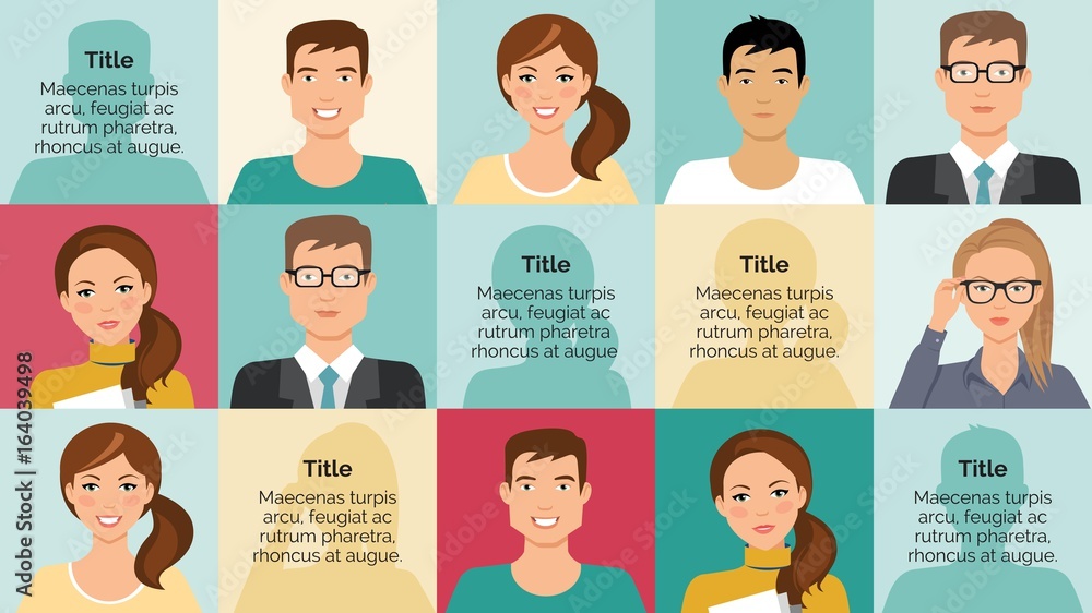 Presentation slide template with portraits Stock Vector | Adobe Stock