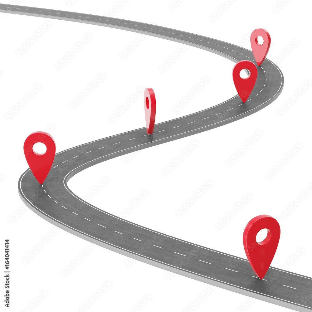 Road infographic with pin pointer. Navigation concept with pin pointer ...