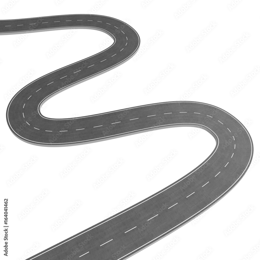 Winding Road isolated on White Background. Road way location ...
