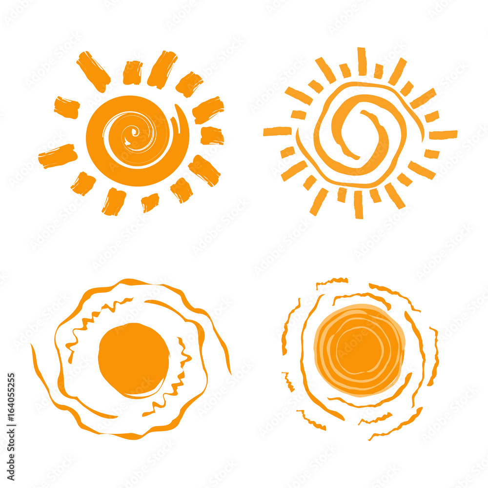 Vector collection of different sun icon. Sun icon set. Isolated on ...