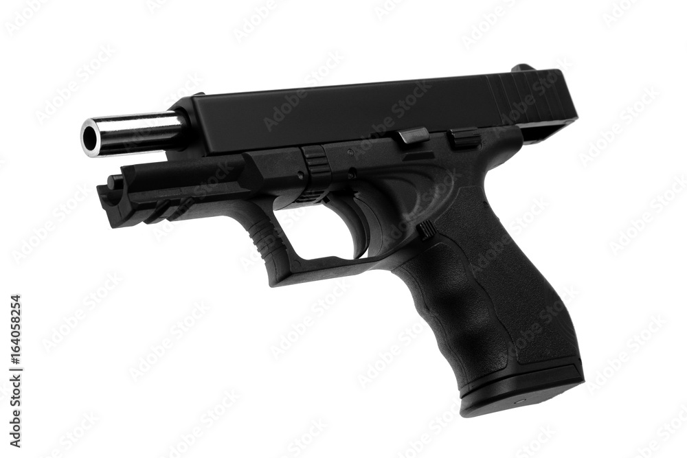 black gun pistol isolated on white Stock Photo | Adobe Stock