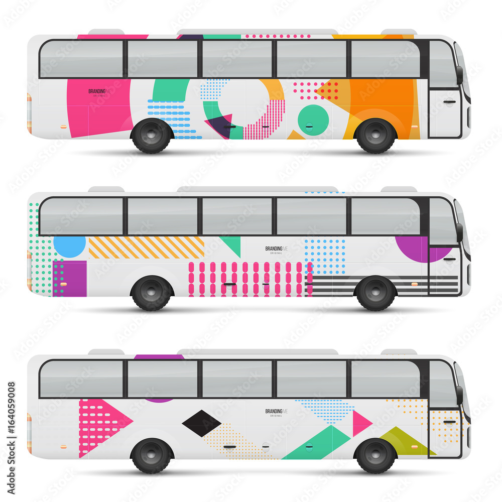 Mockup of passenger bus. Design templates for transport. Branding for ...
