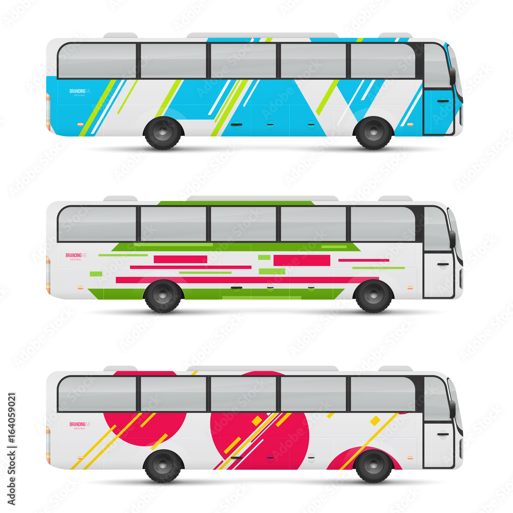 Mockup of passenger bus. Design templates for transport. Branding for ...