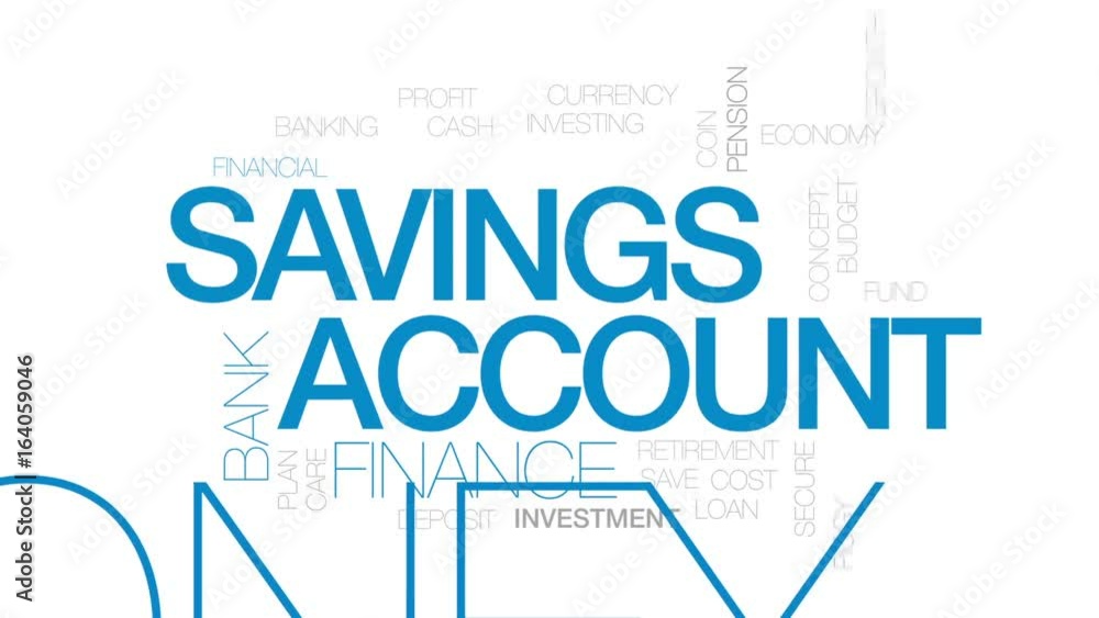 Savings account animated word cloud, text design animation. Kinetic ...