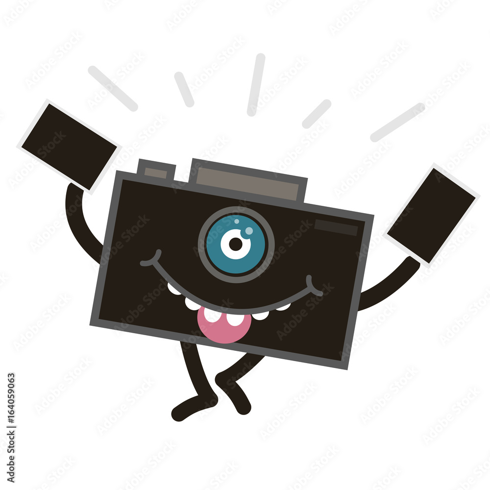 Cartoon cute photo camera in modern children style. Funny character ...