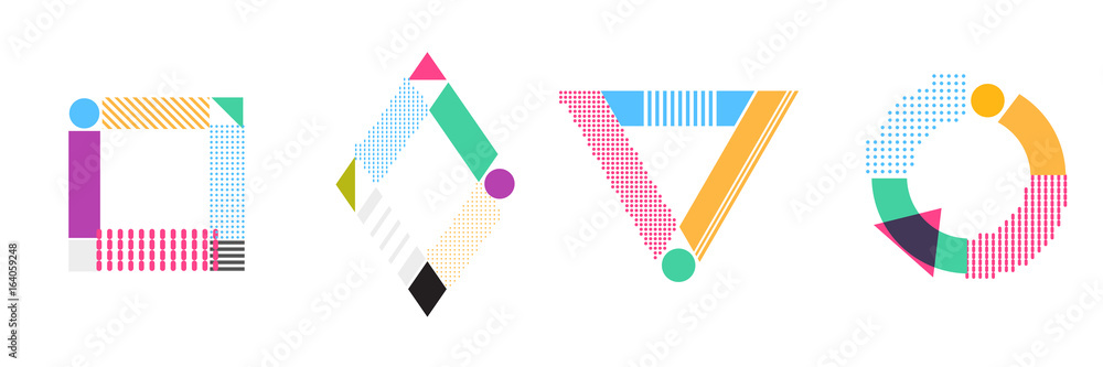 Set of simple form, frames or border in geometric abstract pop art ...