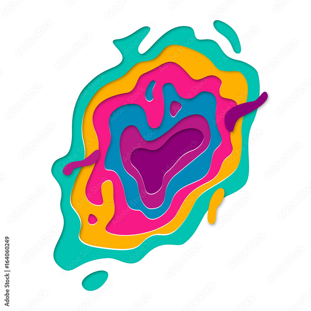 Papercut color multi layers texture effect background of 3D topography ...