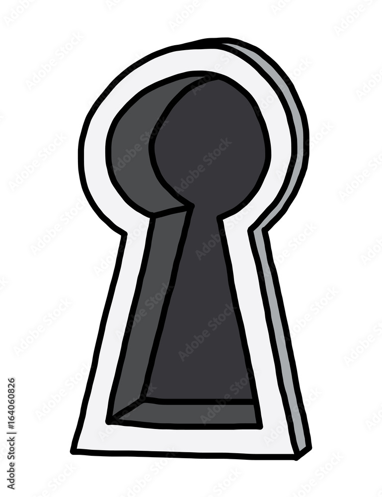 key hole / cartoon vector and illustration, hand drawn style, grayscale ...