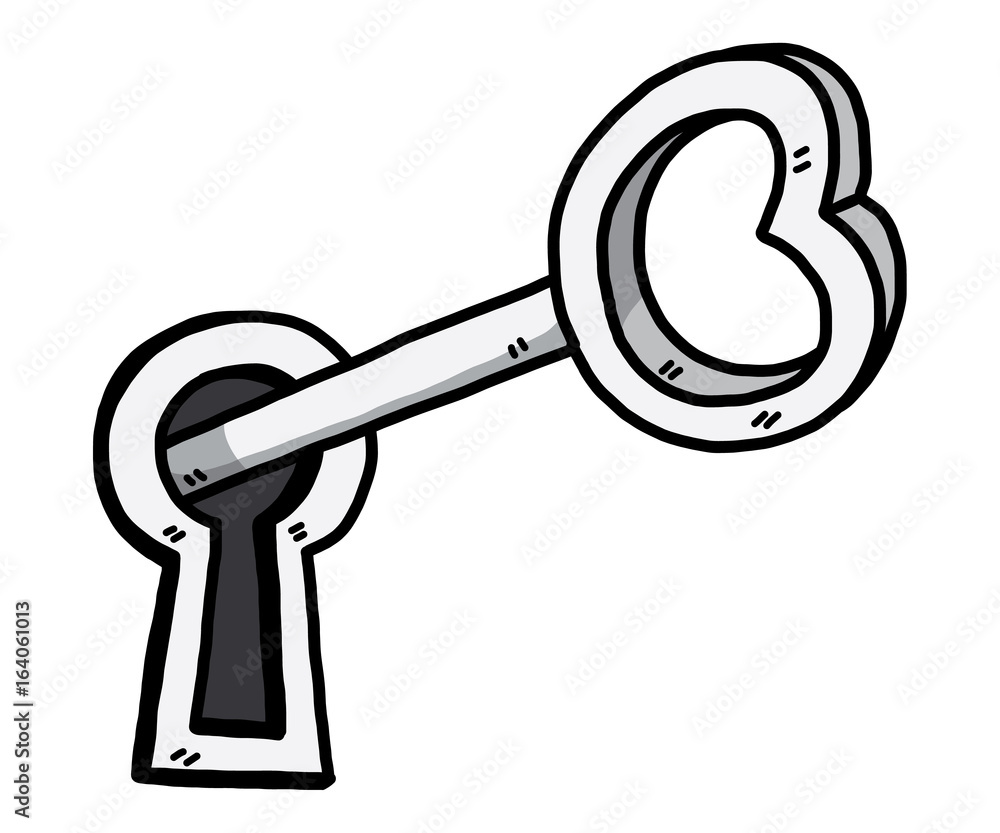 key and keyhole / cartoon vector and illustration, hand drawn style ...