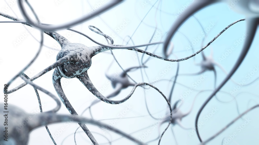 Neural network of the brain, nerve nodes, 3D rendering Stock ...