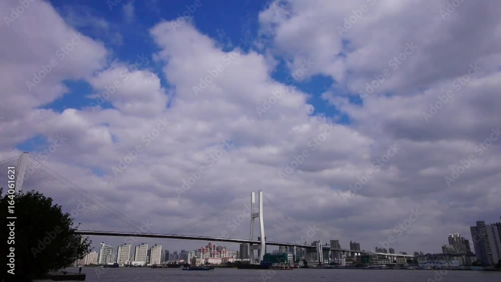 shipping on huangpu river,across the sea bridge in shanghai,nanpu ...