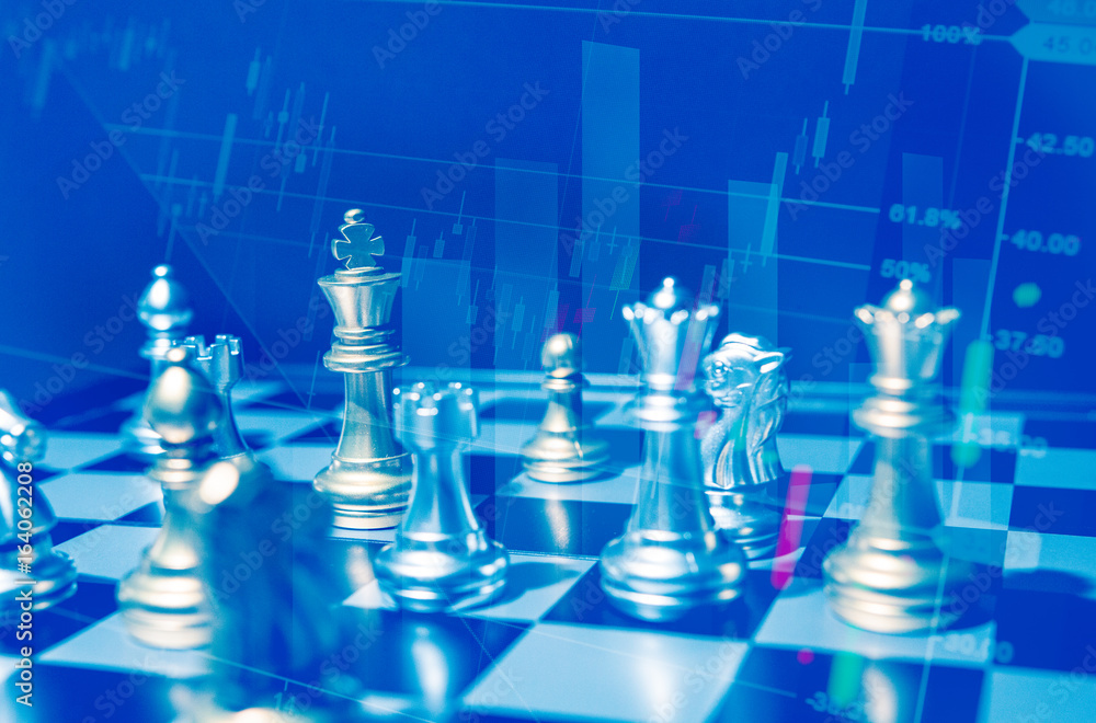 Profit graph of stock market indicator with chess game background ...