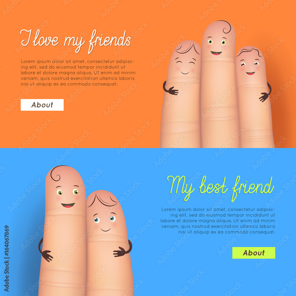 My best friend finger card set. Happy friendship day poster, greeting ...