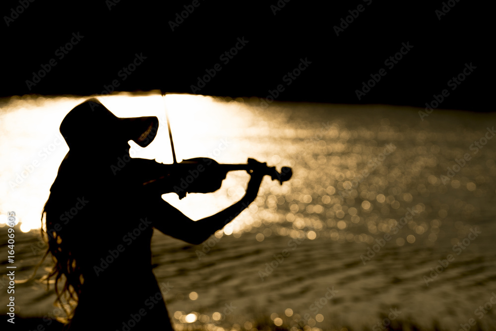 Girl Playing Violin Silhouette