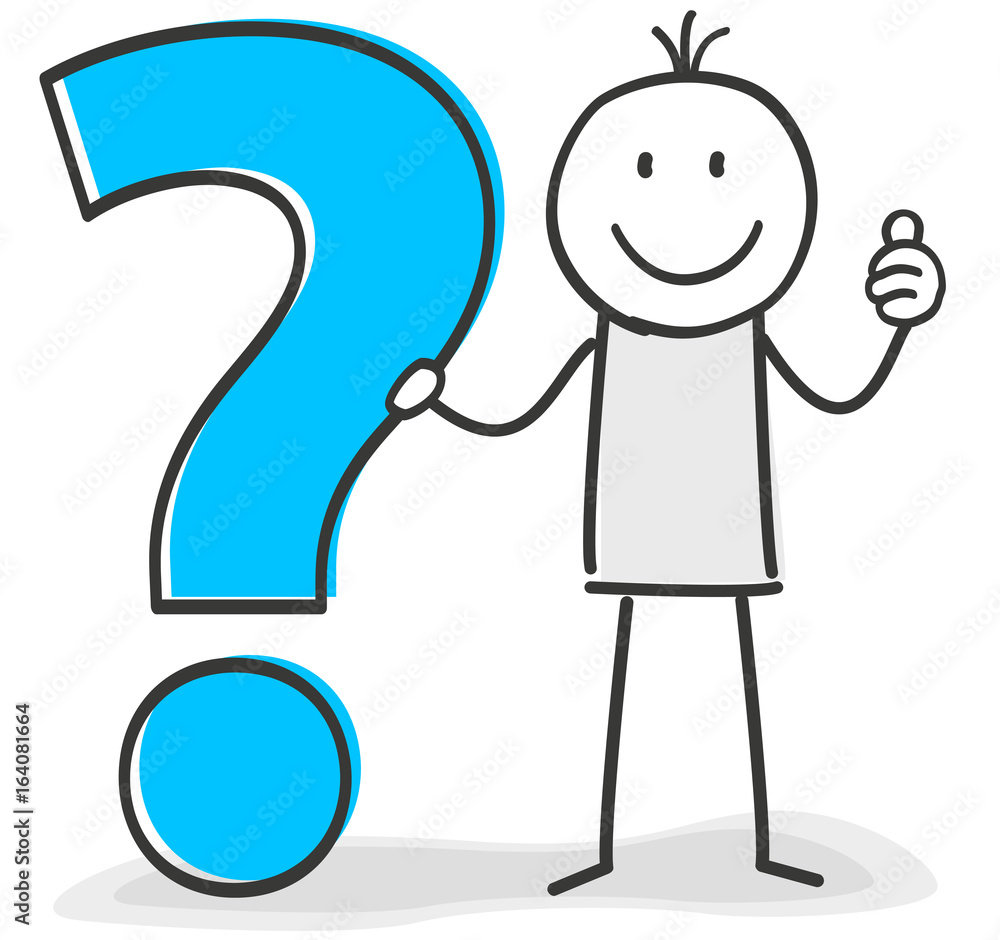 Figur neben Fragezeichen mit Daumen nach oben Stock Vector | Adobe Stock