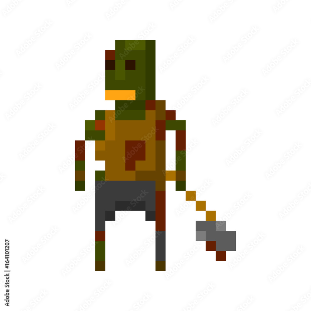 Pixel zombie with weapons for games and applications Stock Vector ...