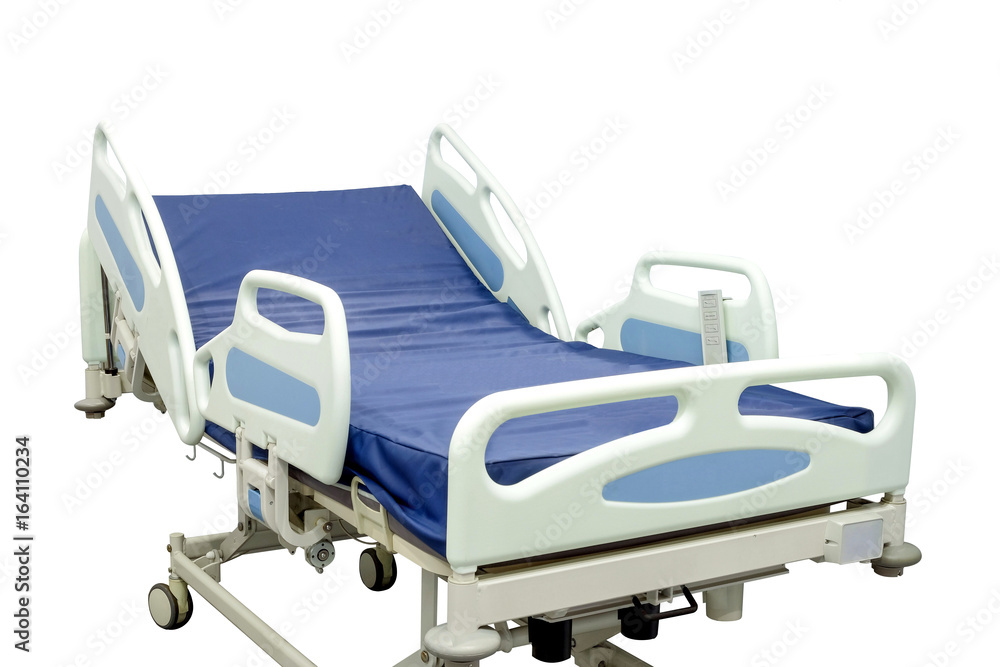 Modern patient bed can be used both in hospital and home, isolated on ...