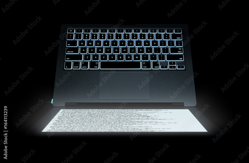 Role reversal, AI writing its own code, represented by computer with ...