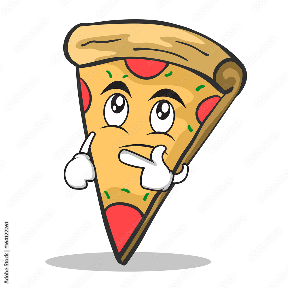 Thinking face pizza character cartoon Stock Vector | Adobe Stock