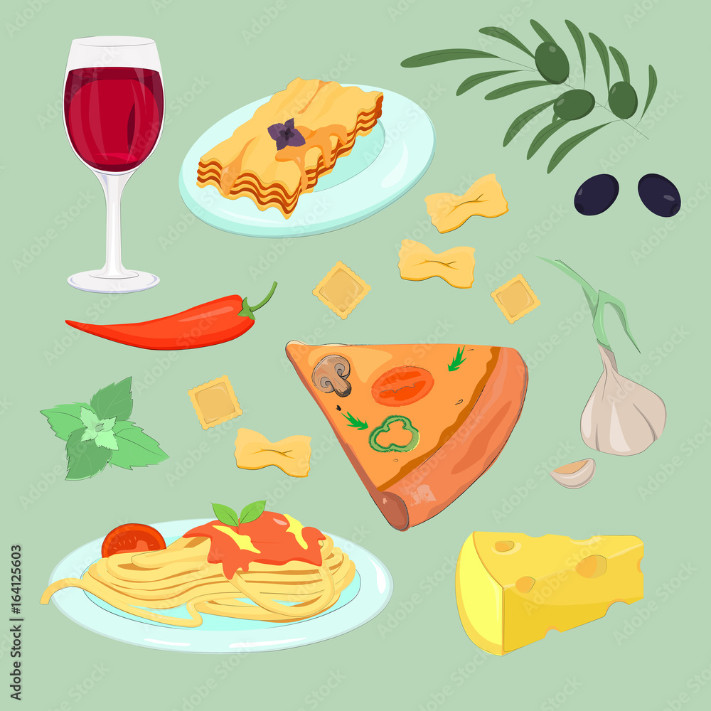 Cartoon Italian Food
