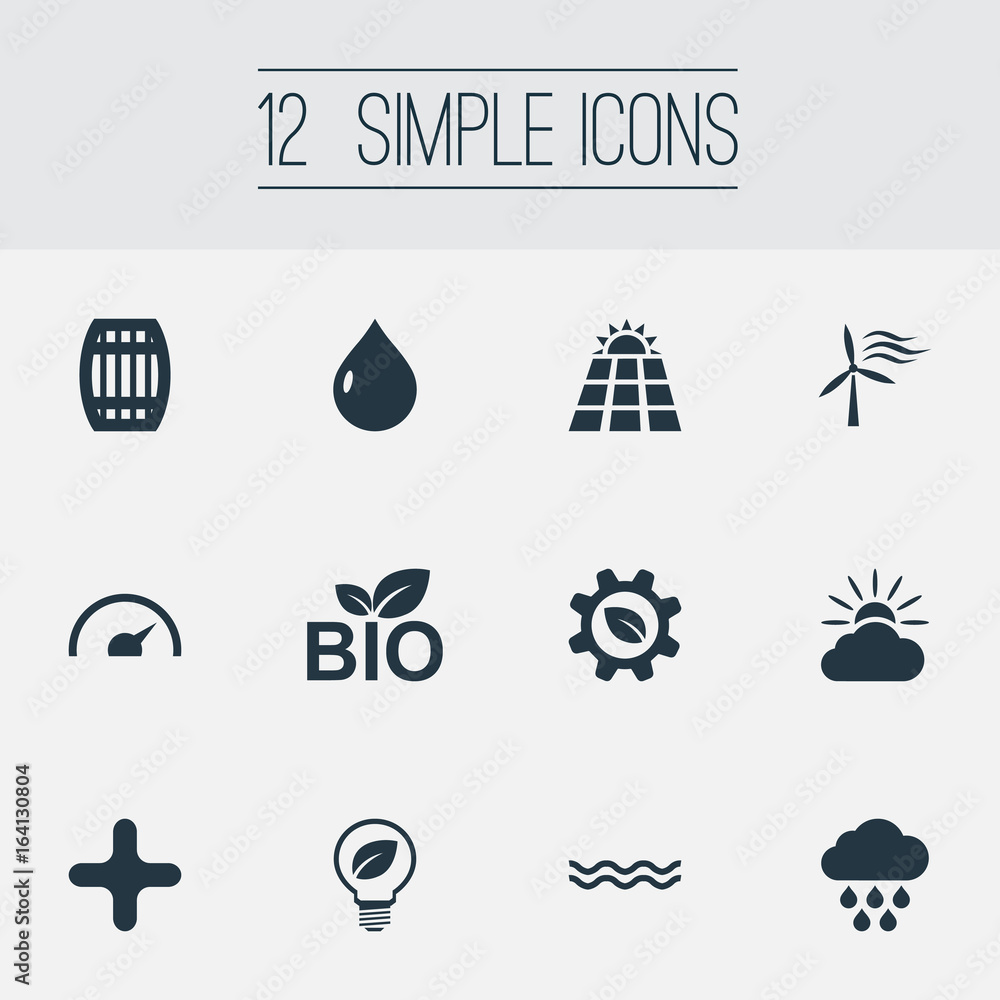 Vector Illustration Set Of Simple Energy Icons. Elements Safe Lightbulb ...