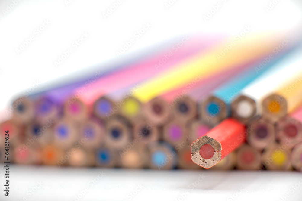 Group of color pencils isolated on white background, Colored pencils ...