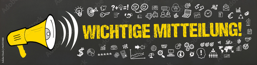 Wichtige Mitteilung! / Megafon mit Symbole Stock-Illustration | Adobe Stock