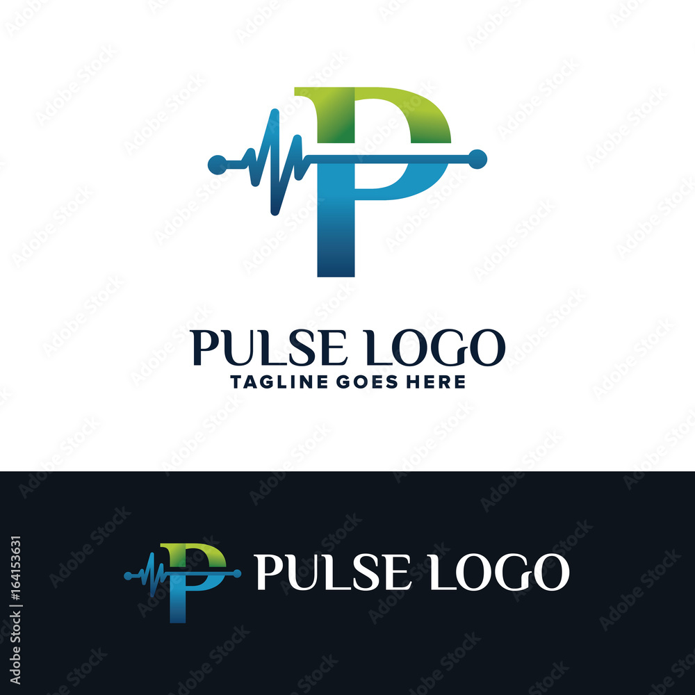 P Letter Health Pulse Logo Template Design Vector, Emblem, Design ...