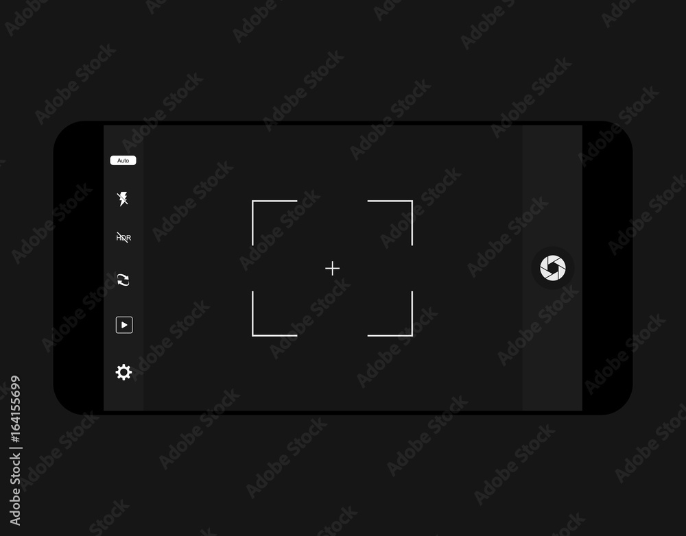 mobile camera interface template background. Screen of smartphone with ...