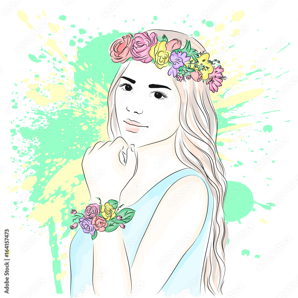 Girls of the model. Stock Vector | Adobe Stock