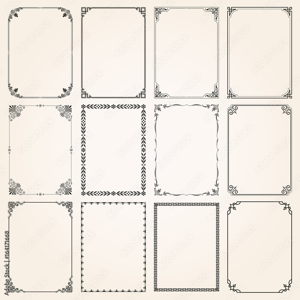 Decorative frames and borders rectangle proportions set 5 Stock Vector ...