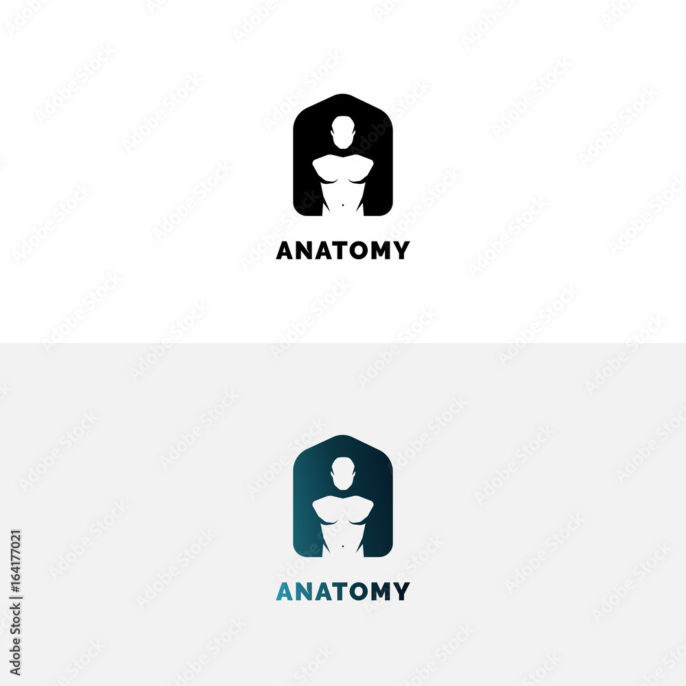 Anatomy logo with human torso. Negative space A letter logo. Stock ...