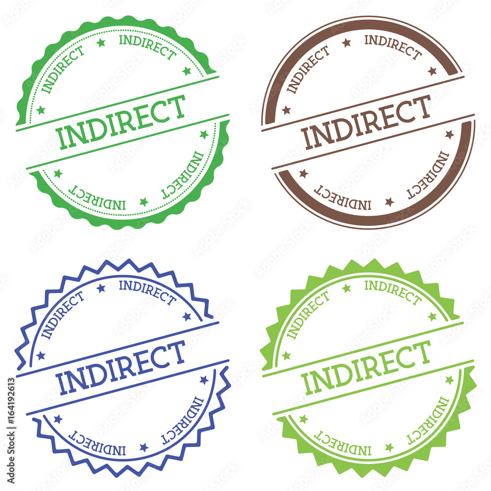 Indirect badge isolated on white background. Flat style round label ...