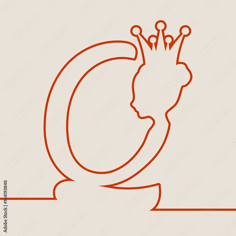 Vintage queen silhouette. Medieval queen profile. Elegant outline ...