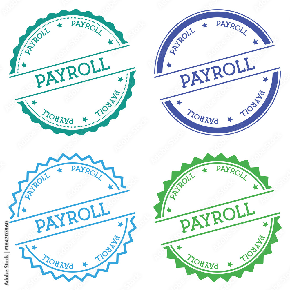 Payroll badge isolated on white background. Flat style round label with ...