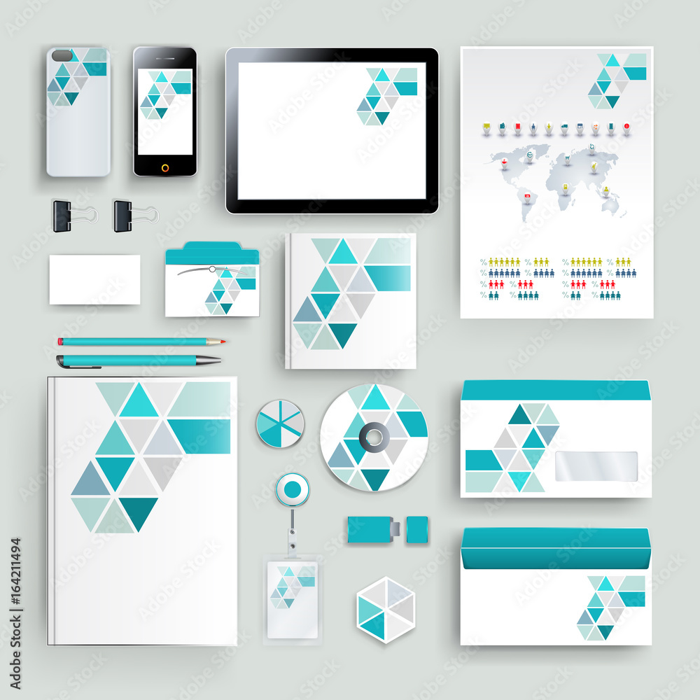 Corporate identity template with color elements. Vector company ...