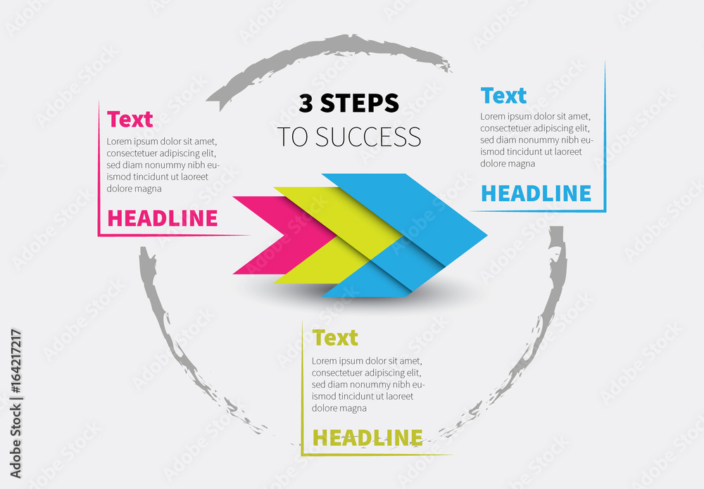 Three Section Colorful Arrow Infographic Layout Stock Template | Adobe ...